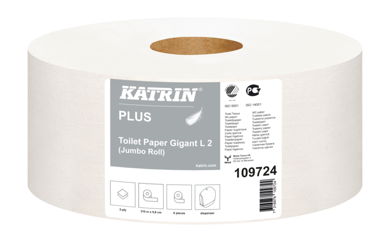 Katrin Plus 109724 Jumbo toiletrulle M2, 6rl. - Jumboruller maxi ...