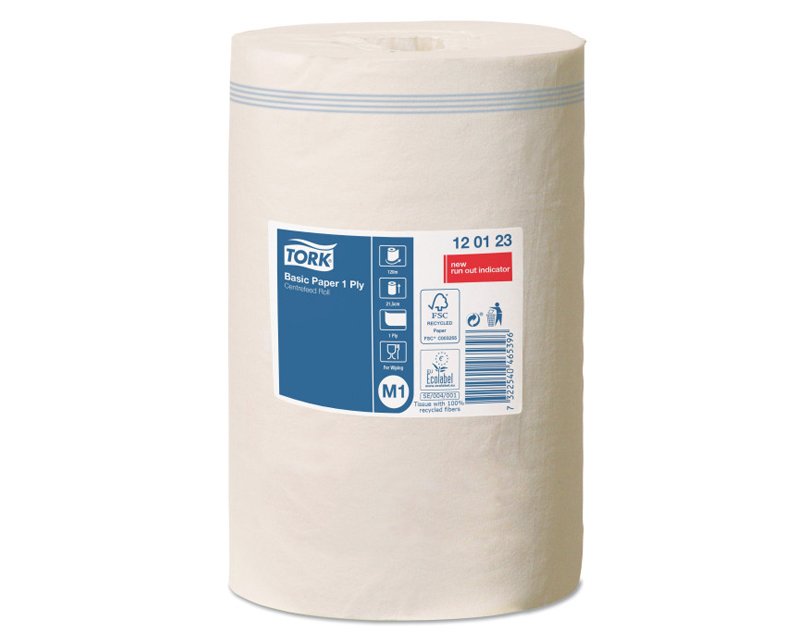 Tork M1 120123 Wiping roll Basic Mini white 120 meters - 11 rolls ...