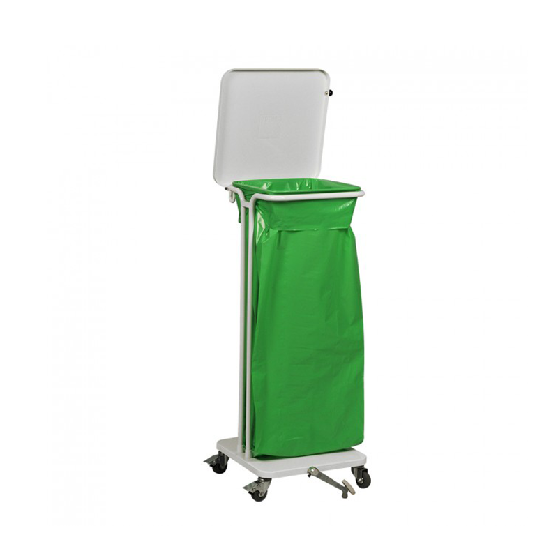 Affaldsstativ 60 Ltr., hvid, med låg og pedal - Mobile affaldssystemer ...