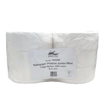 Toalettrulle Jumbo Maxi 1-lagers, nyfiber, 600 m., 6 rullar ...